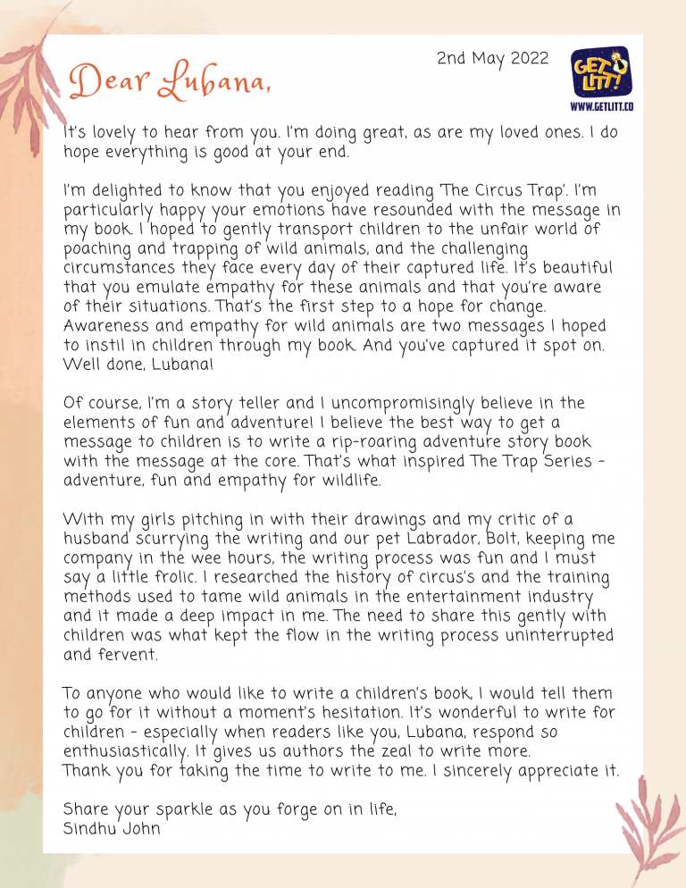 Dear Author - Letters from GetLitt!’s Author and Reader mail exchange ...